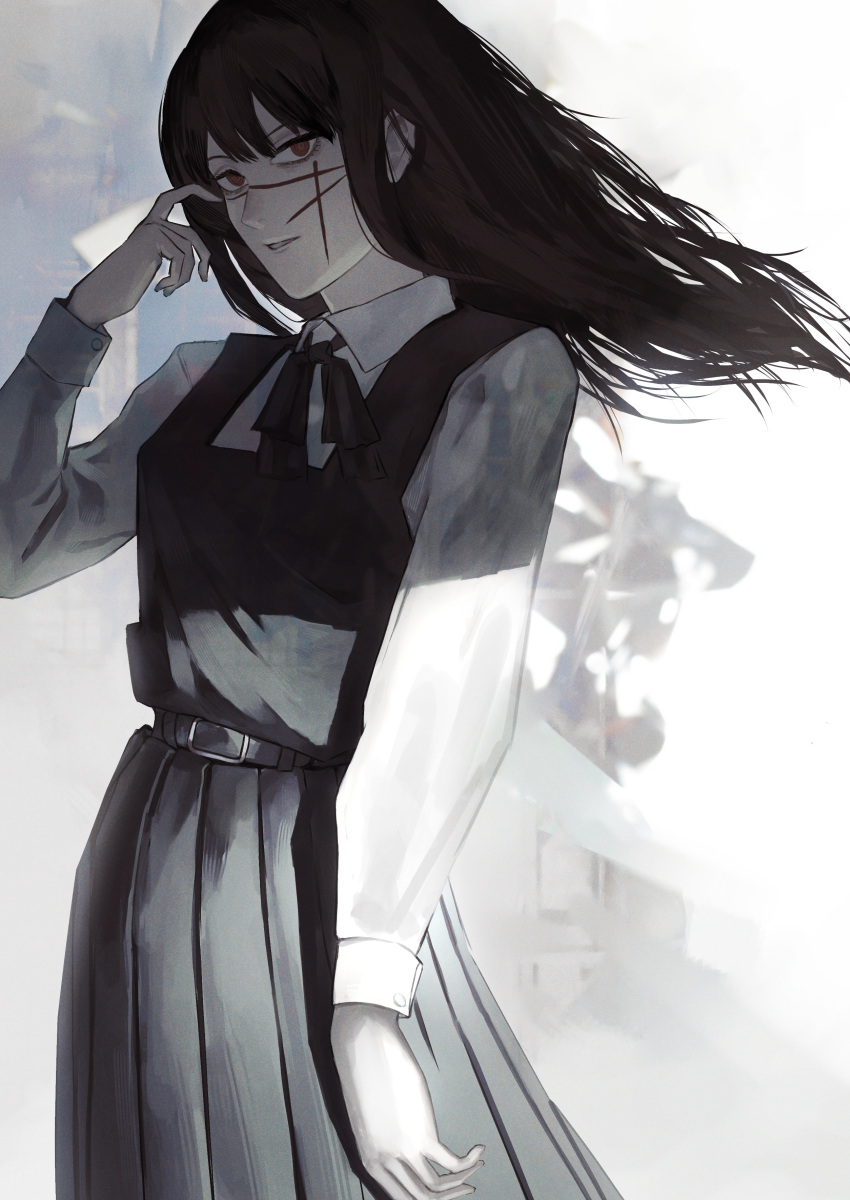 Safebooru - 1girl absurdres black dress black hair brown eyes c ksn9 chainsaw man collared shirt ...