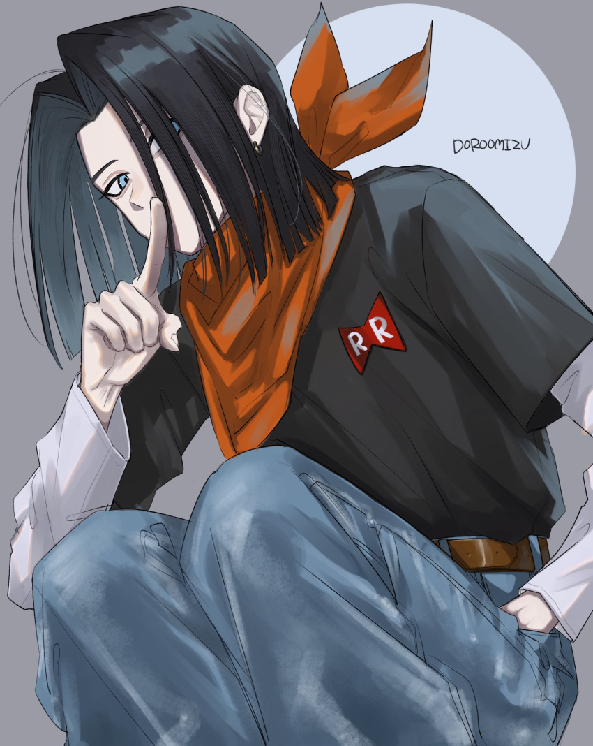 Safebooru - 1boy androgynous android android 17 artist name belt black ...