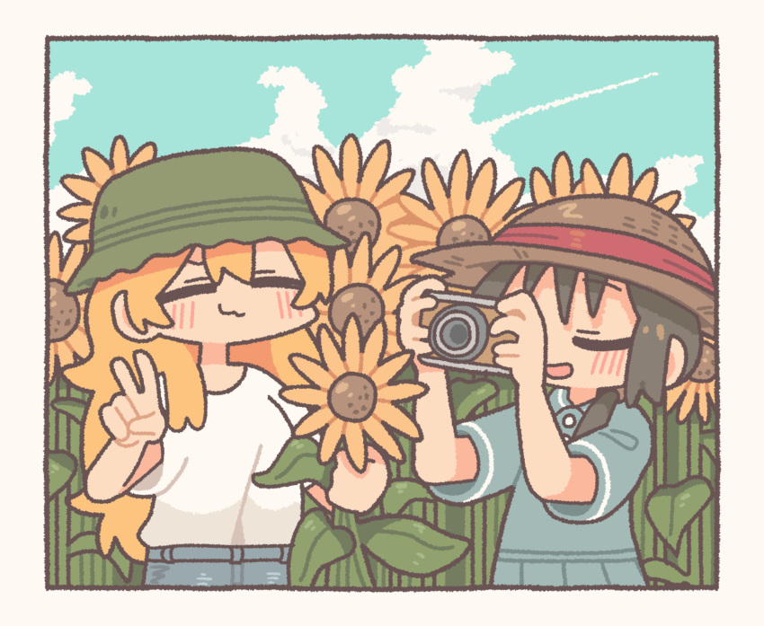 Safebooru - 2girls :3 alternate costume black hair blonde hair blush ...