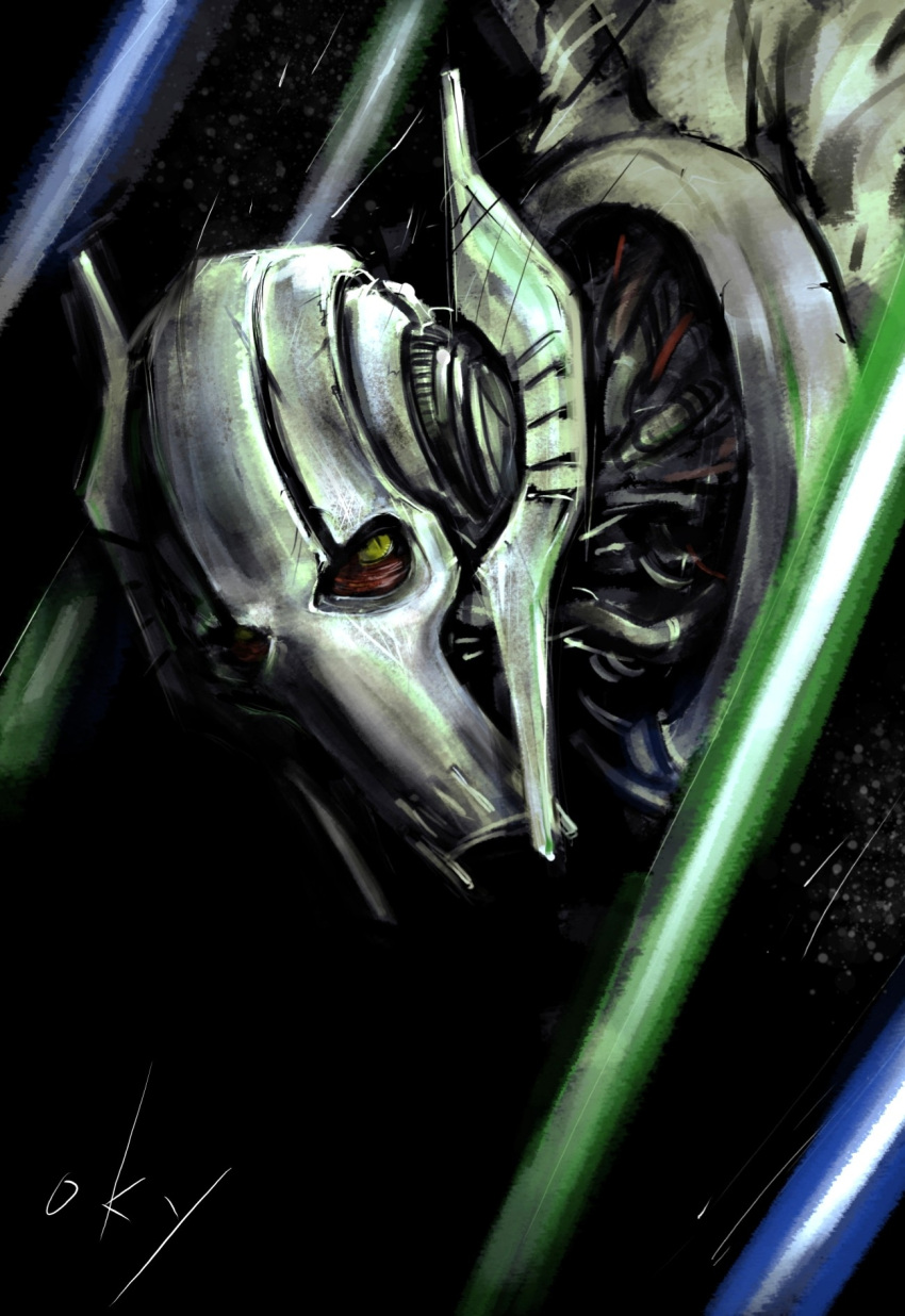 Safebooru - 1boy alien artist name black background cyborg energy sword ...