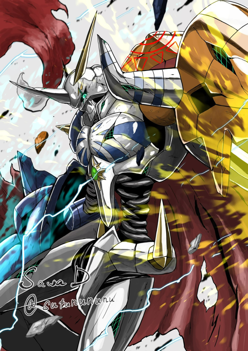 Safebooru - armor artist name blue eyes cape cowboy shot digimon ...