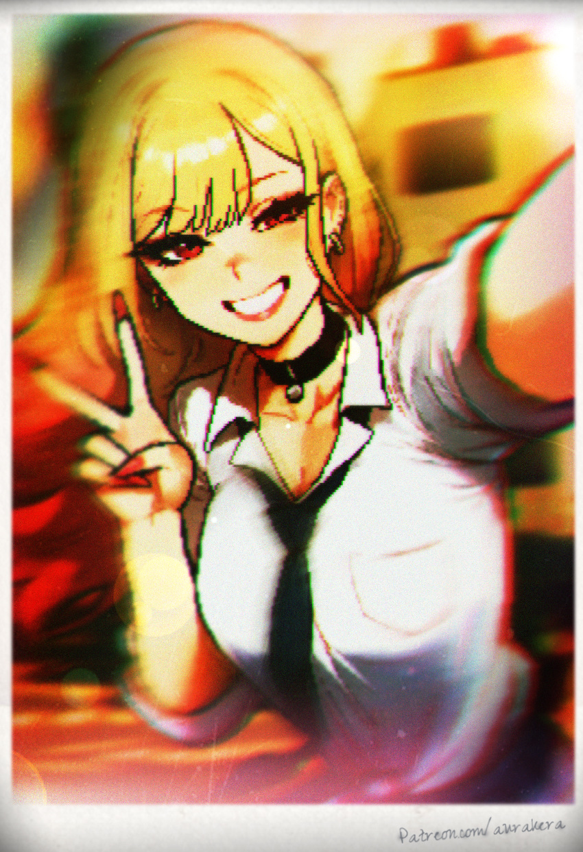 Safebooru - 1girl absurdres aurakera black choker black necktie blonde hair choker fingernails ...