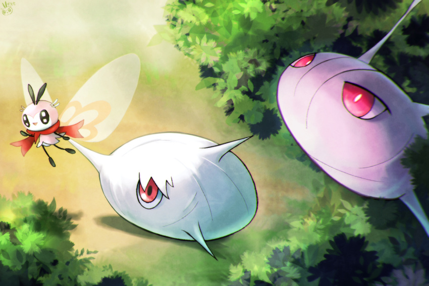 Safebooru - :d alternate color black eyes bright pupils bush cascoon ...