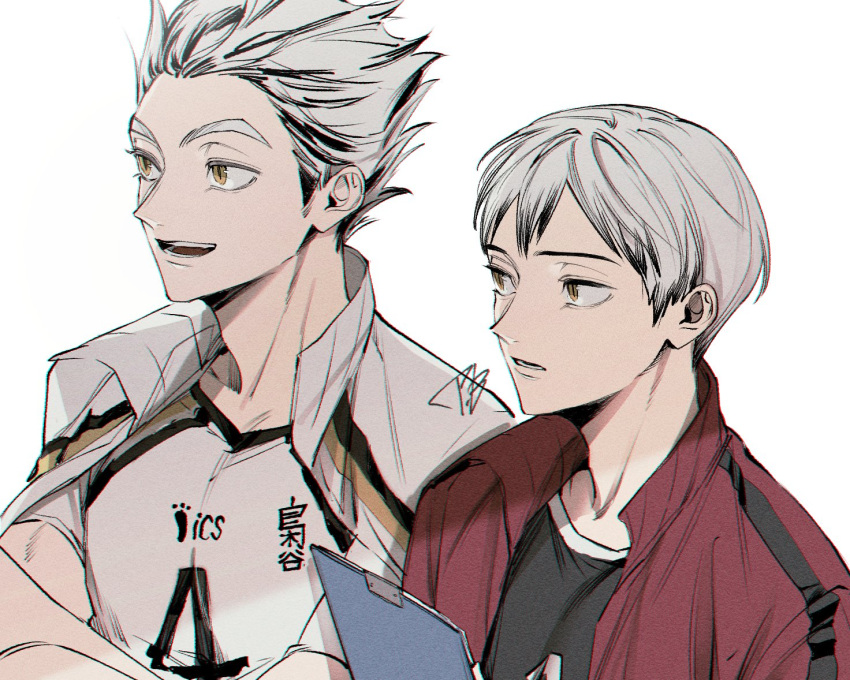 Safebooru - 2boys black hair black shirt bokuto koutarou clipboard fukurodani volleyball uniform ...