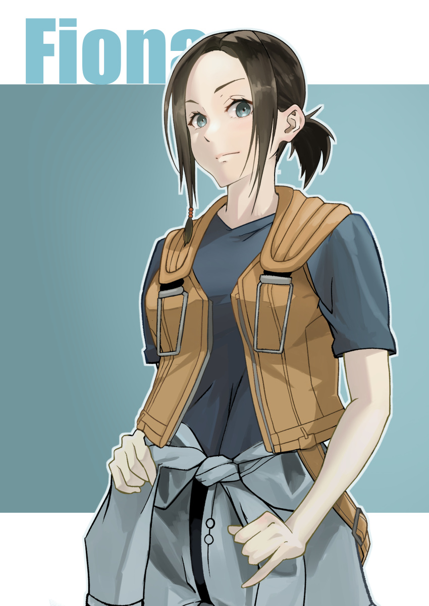 Safebooru - 1girl absurdres ace combat ace combat 3 black shirt brown hair character name ...