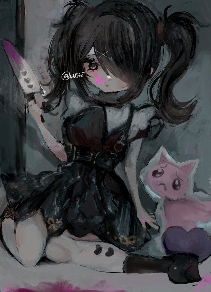 Safebooru - 1girl ame-chan (needy girl overdose) black eyes black hair black skirt black socks ...