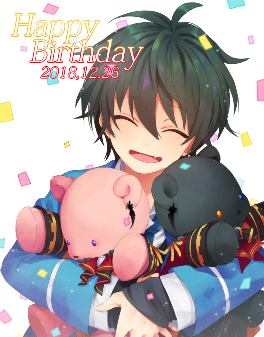 Safebooru - 1boy 2018 absurdres akizuki (akiyama) black hair blue jacket closed eyes dated ...
