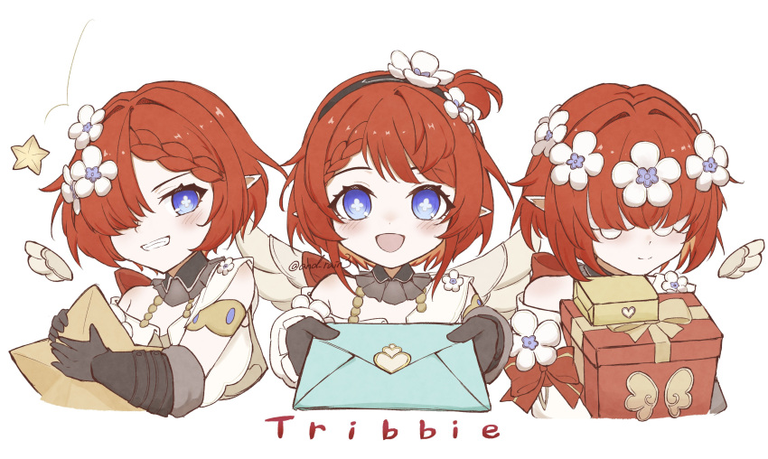 Safebooru - 3girls absurdres angel wings black gloves black hairband ...