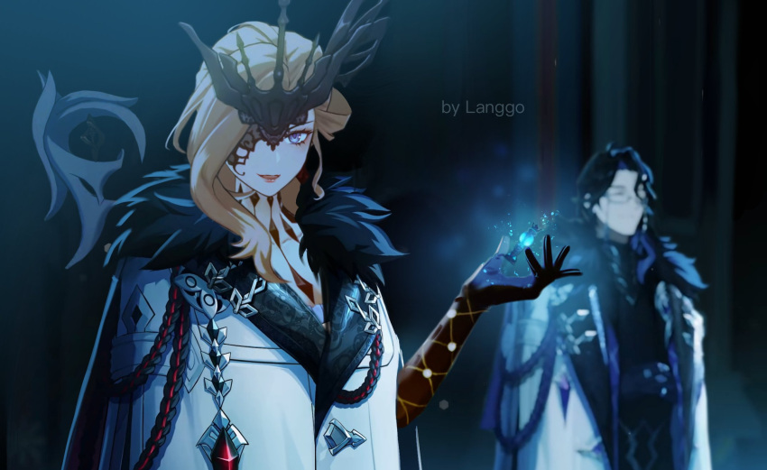 Safebooru - 1boy 1girl artist name black hair blonde hair blue eyes ...