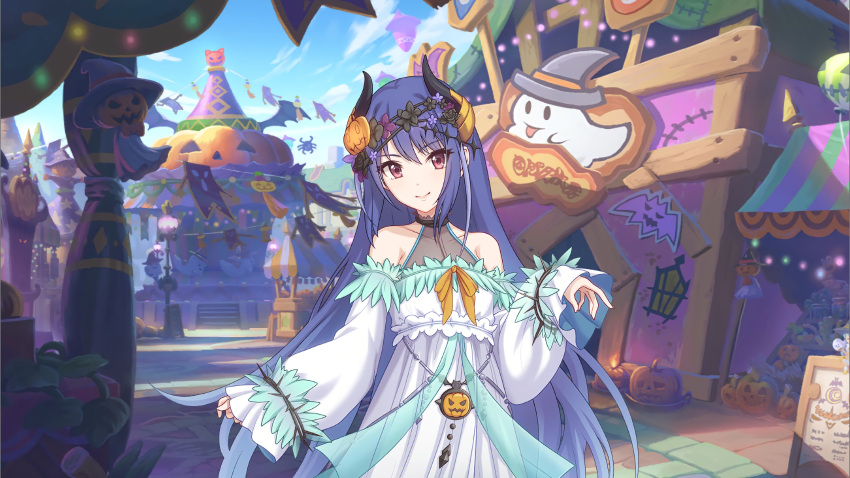 Safebooru - 1girl absurdres bare shoulders bat ornament blue hair ...