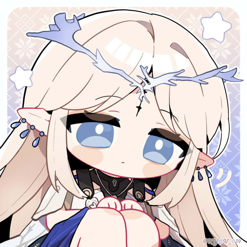 Safebooru - 1girl artist name blonde hair blue eyes bright pupils chibi chibi only chinese ...