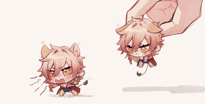 Safebooru - 1boy angry animal ears armored gloves cherryreddo chibi ...