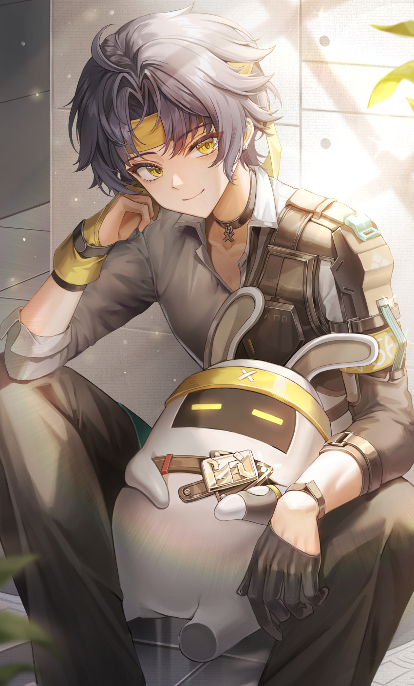 Safebooru - 1boy absurdres asaba harumasa asaba harumasa bangboo asymmetrical gloves bangboo ...