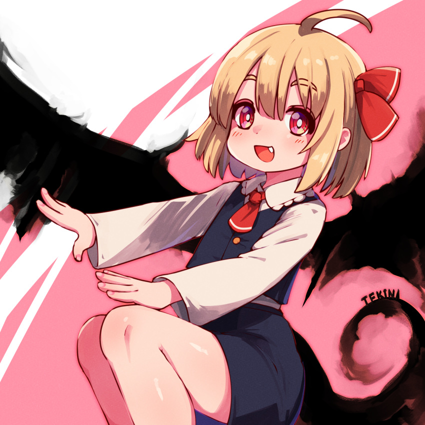 Safebooru - 1girl absurdres ahoge artist name ascot black skirt black vest blonde hair bow ...