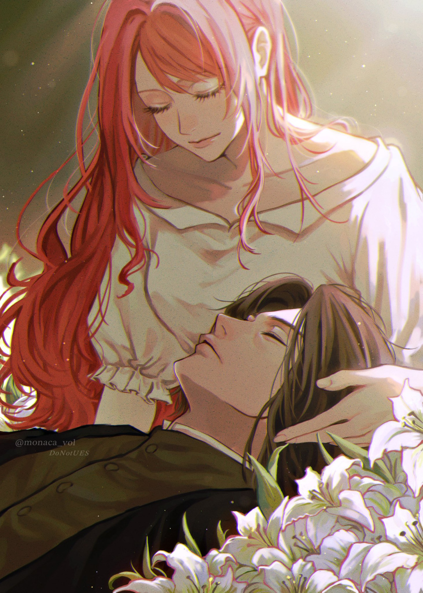 Safebooru - 1boy 1girl black hair black robe closed eyes closed mouth ...