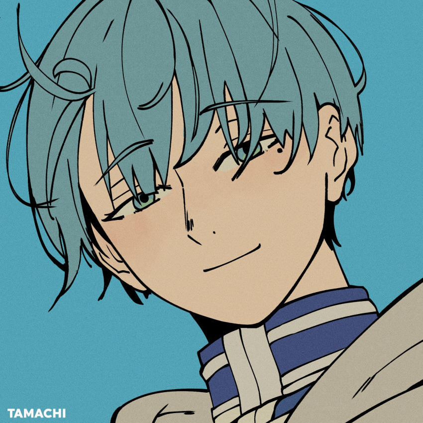 Safebooru - 1boy artist name blue background blue eyes blue hair close ...
