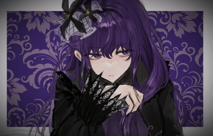 Safebooru - 1girl asahina mafuyu ascot black ascot black dress black flower closed mouth dress ...