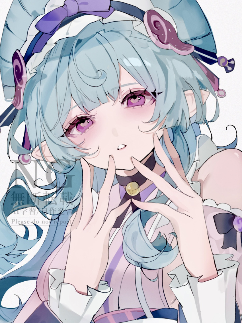 Safebooru - 1girl bell black choker blue hair choker commentary frilled ...