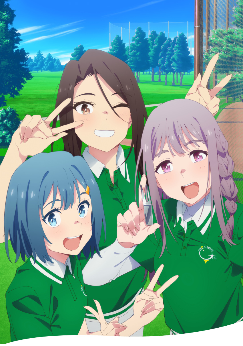 Safebooru - 3girls :d absurdres akane haruka (sorairo utility) aoba minami blue eyes blue hair ...