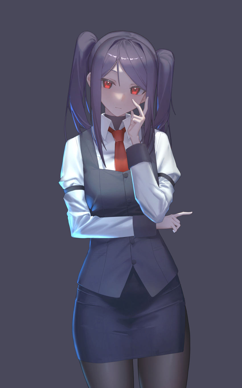 Safebooru - 1girl absurdres black pantyhose blazer breasts commission grey background highres ...