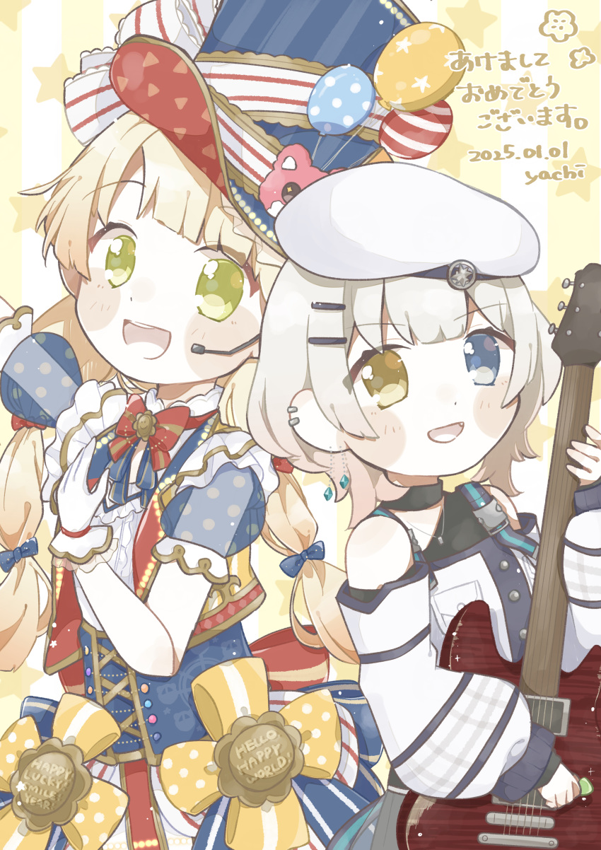 Safebooru - 2girls absurdres bang dream! beret black camisole black choker blonde hair bow ...