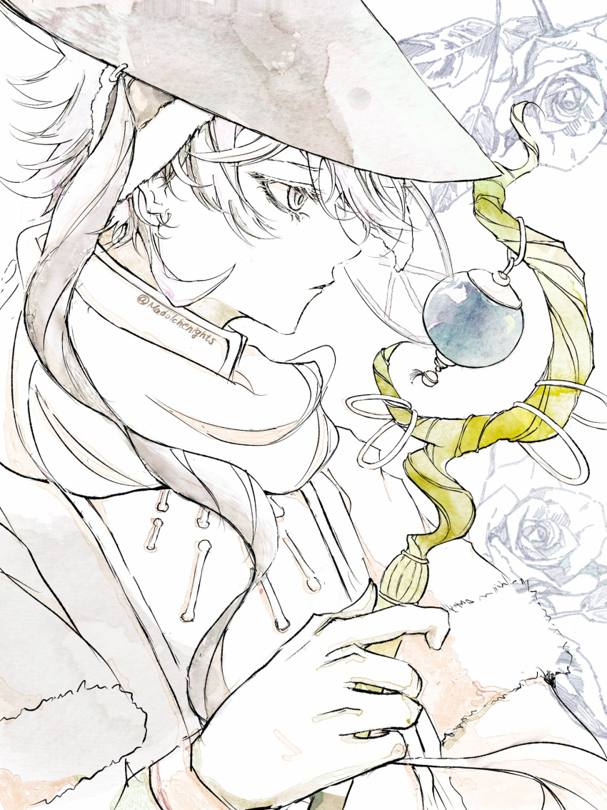 Safebooru - 1other flower hat highres holding holding staff long ...