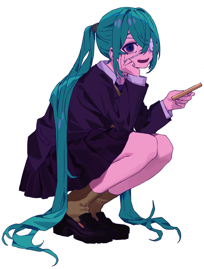 Safebooru 1girl Absurdres Aqua Hair Black Footwear Black Jacket Black 6709