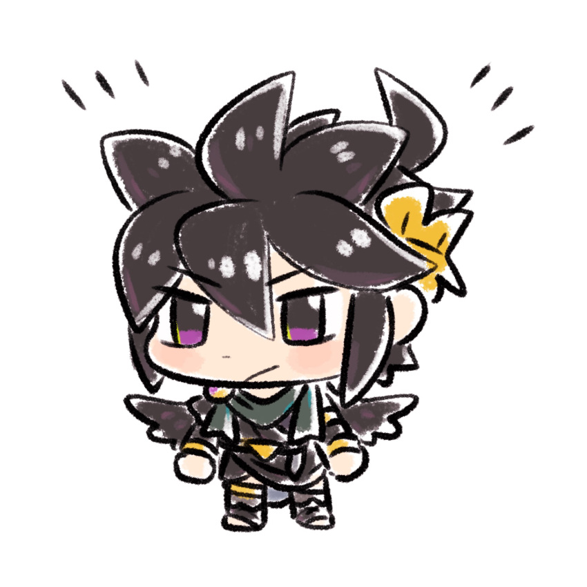 Safebooru - 1boy 72kuri :/ ahoge alternate eye color black hair black ...