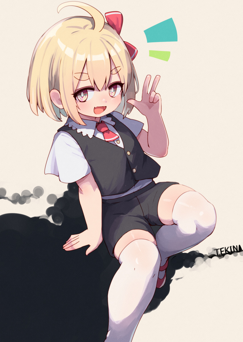 Safebooru - 1girl absurdres ahoge artist name black shorts black skirt black vest blonde hair ...