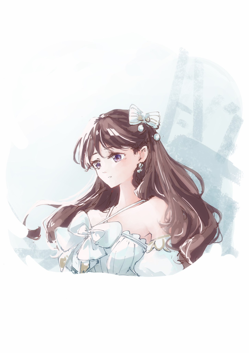 Safebooru - 1girl armpit crease bare shoulders blush bow brown hair collarbone criss-cross ...