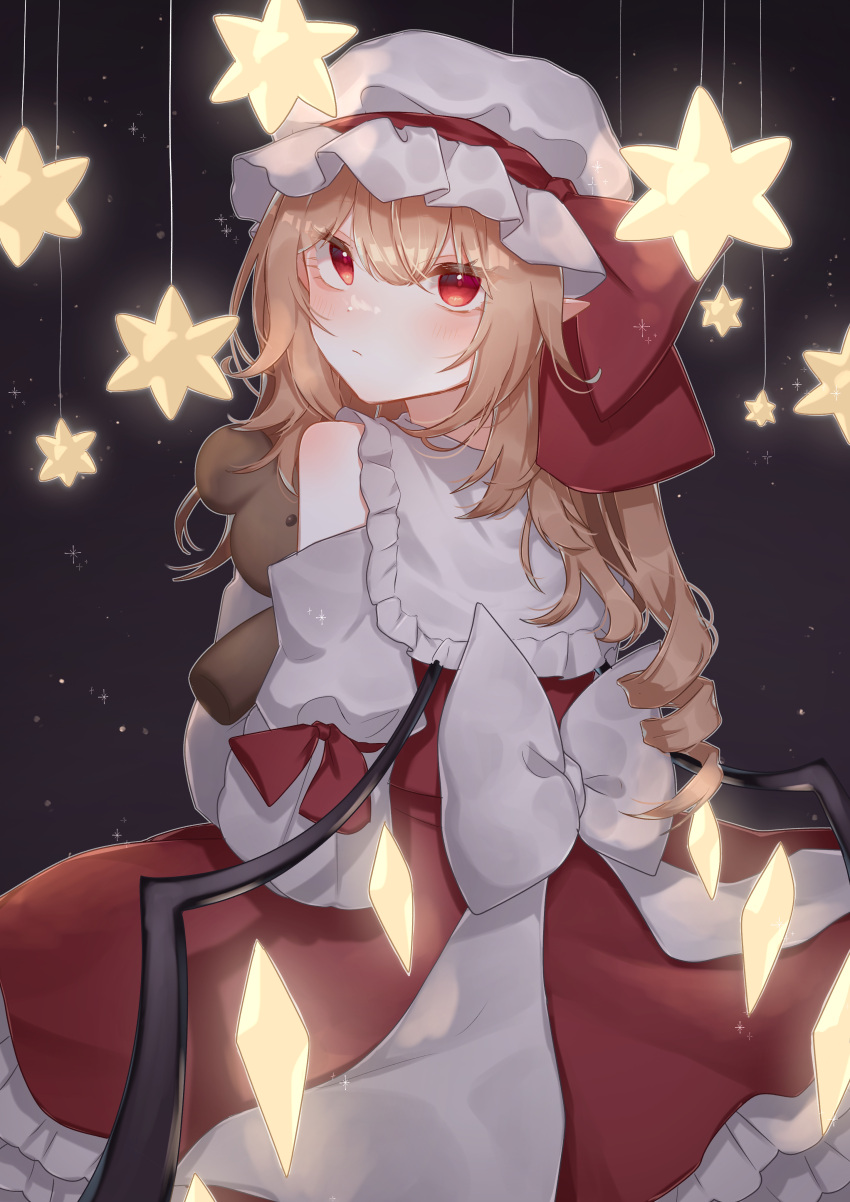 Safebooru - 1girl absurdres blonde hair blush bow closed mouth crystal ...