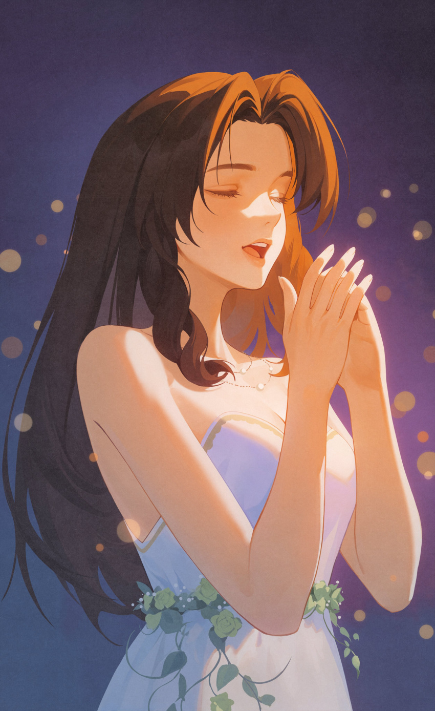 Safebooru - 1girl absurdres aerith gainsborough aerith gainsborough (white floral dress) bare ...