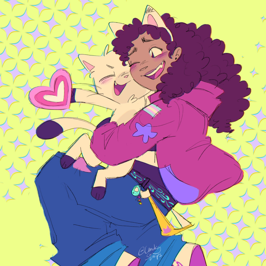 Safebooru - 1boy 1girl :3 :d ^ ^ aged up animal ears artist name blue ...