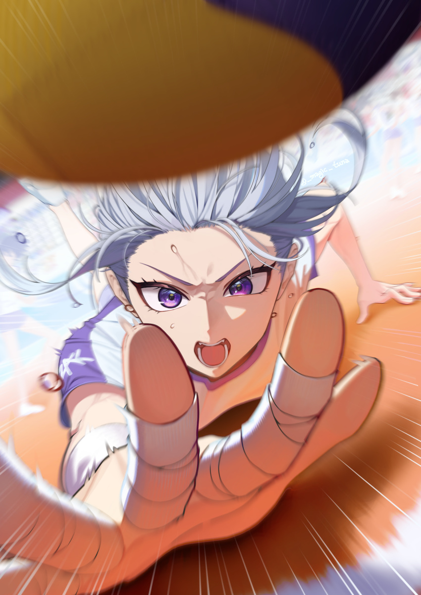 Safebooru - 1girl absurdres ball bandaged fingers bandages determined flying sweatdrops ...
