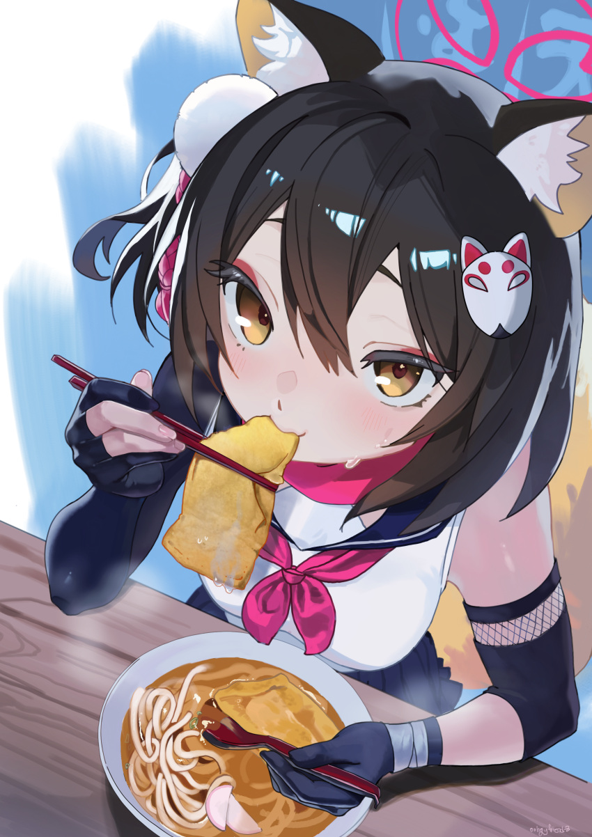 Safebooru - 1girl absurdres animal ear fluff animal ears bandaged arm bandages black gloves blue ...