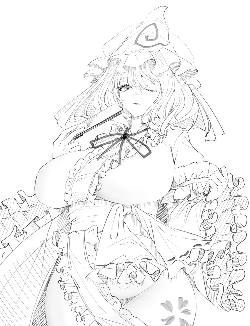 Safebooru 1girl Absurdres Aonori00 Breasts Hand Fan Hat Highres 5602