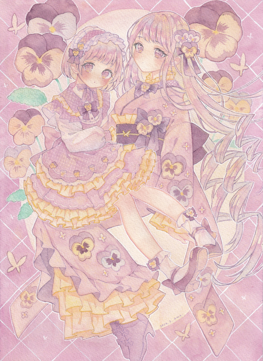 Safebooru - 2girls absurdres amu (m aa) blush boots bow bug butterfly ...