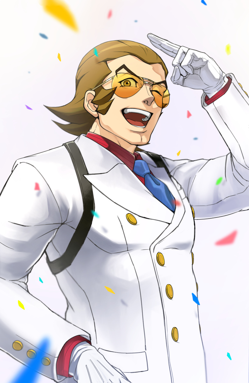 Safebooru - 1boy absurdres ace attorney arm up blue necktie bobby ...