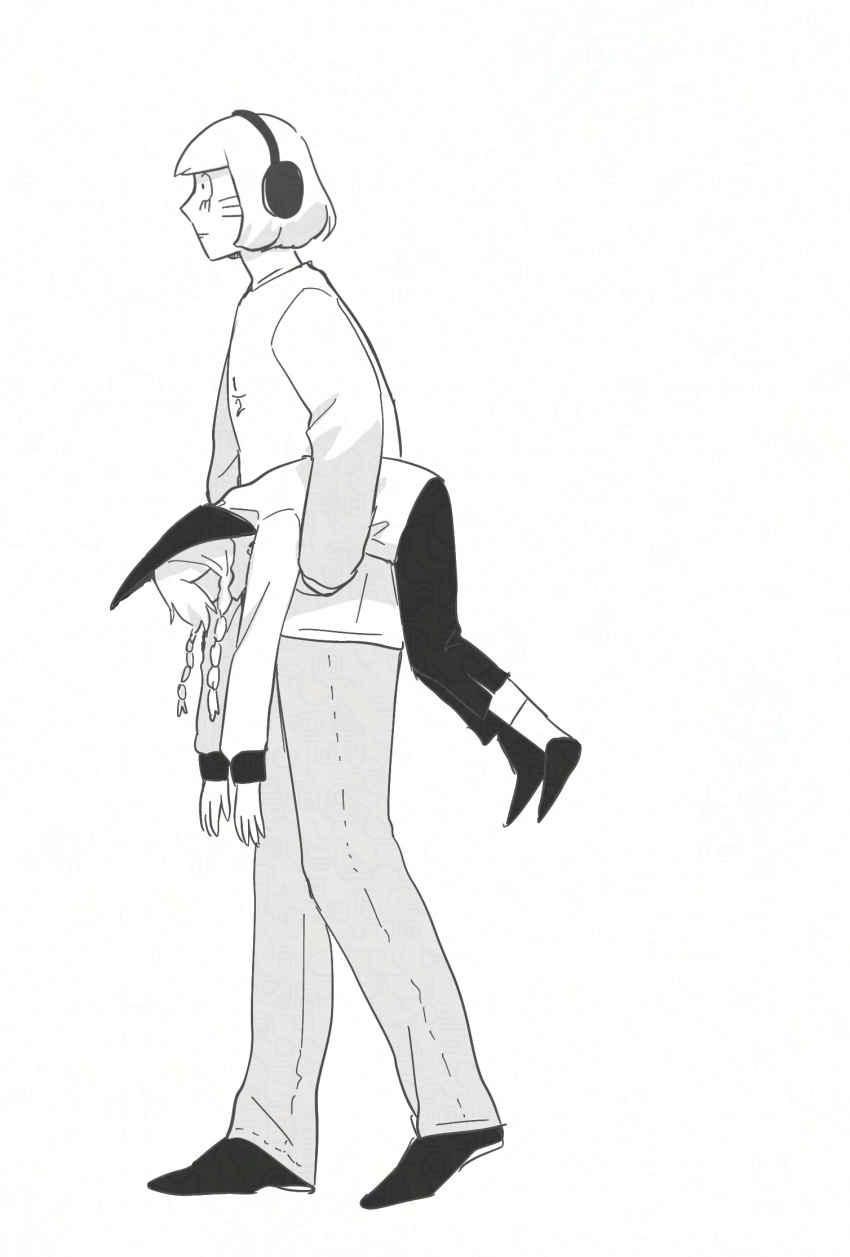 Safebooru - 1boy 1girl braid carrying carrying person commentary request facial mark full body ...