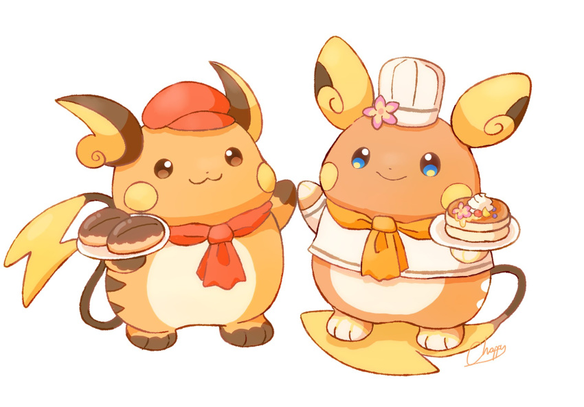 Safebooru - alolan raichu artist name blue eyes brown eyes chef hat ...