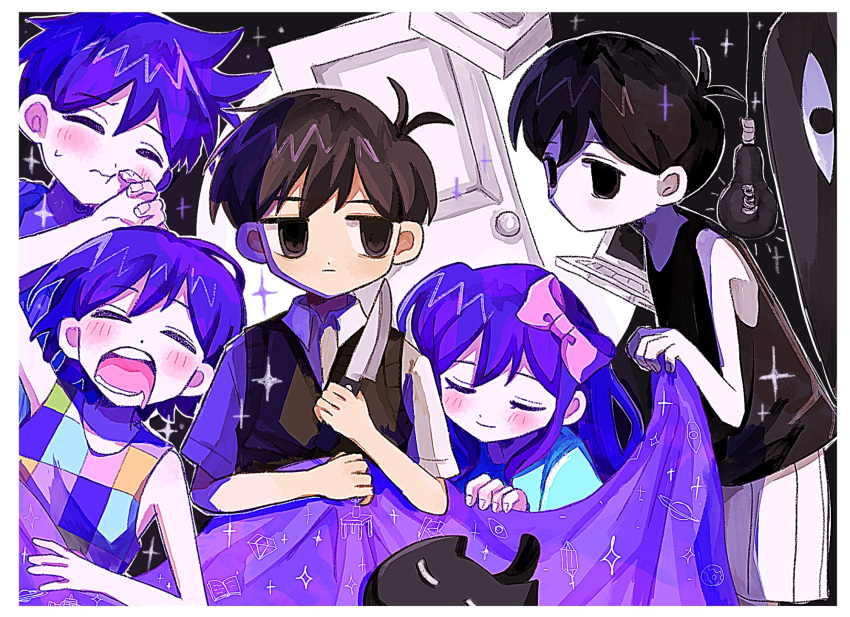 Safebooru - 1girl 4boys antenna hair aubrey (headspace) (omori) aubrey ...