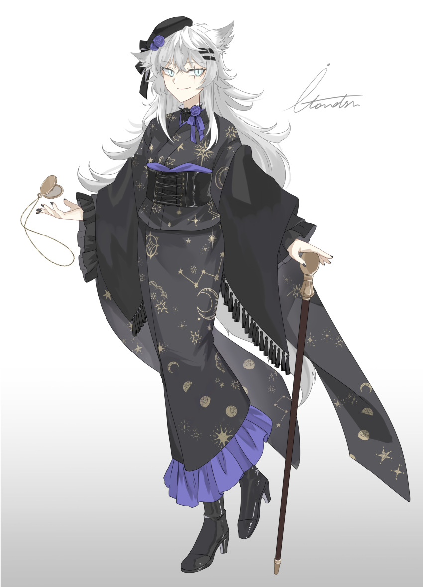 Safebooru - 1girl absurdres alternate costume animal ears arknights artist name beret black ...