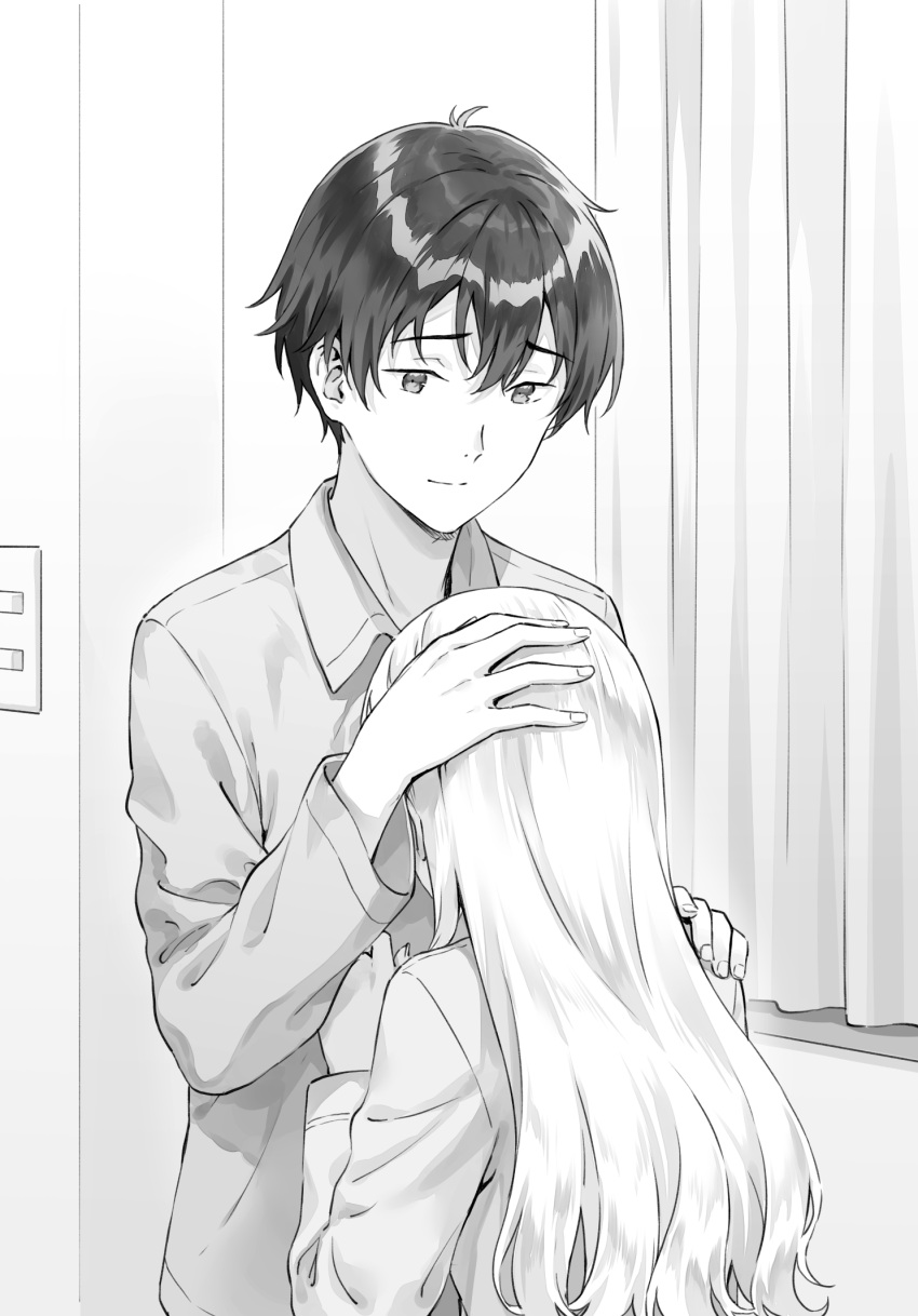 Safebooru - 1boy 1girl asamura yuuta ayase saki brother and sister collared shirt comforting ...