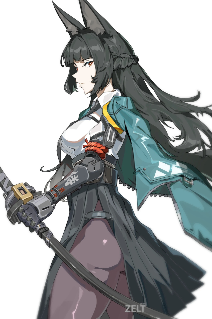 Safebooru - 1girl animal ears arm guards fox ears hoshimi miyabi katana ...