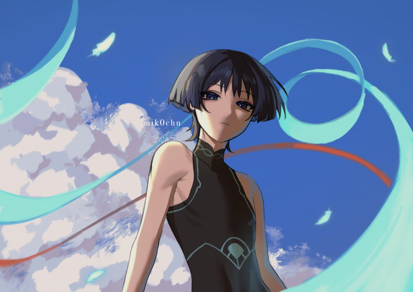 Safebooru - 1boy armpit crease arms at sides artist name bare shoulders black bodysuit black ...