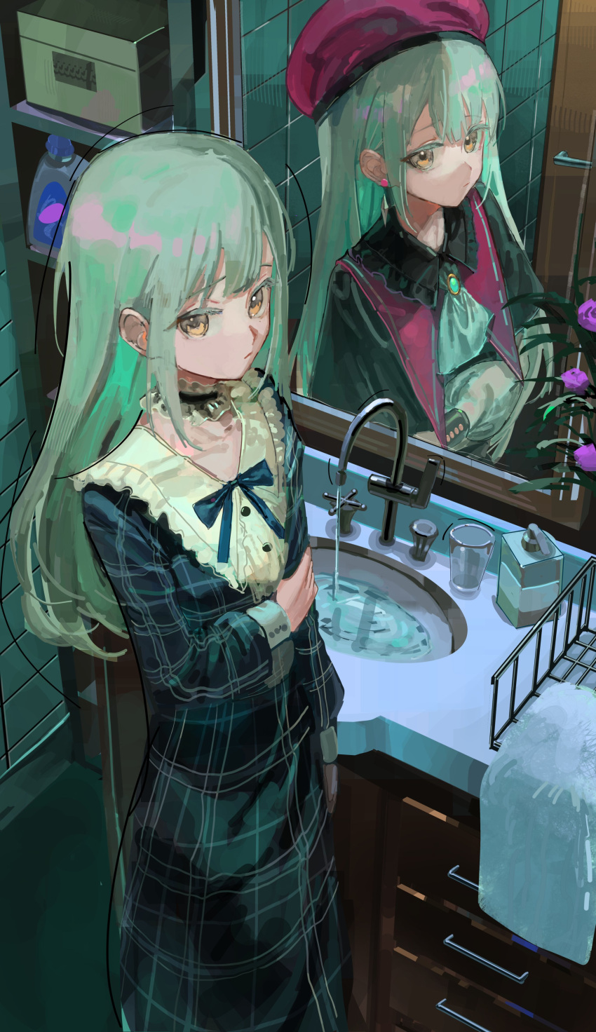 Safebooru - 2girls absurdres ascot bang dream! bang dream! it's mygo!!!!! bathroom beret black ...