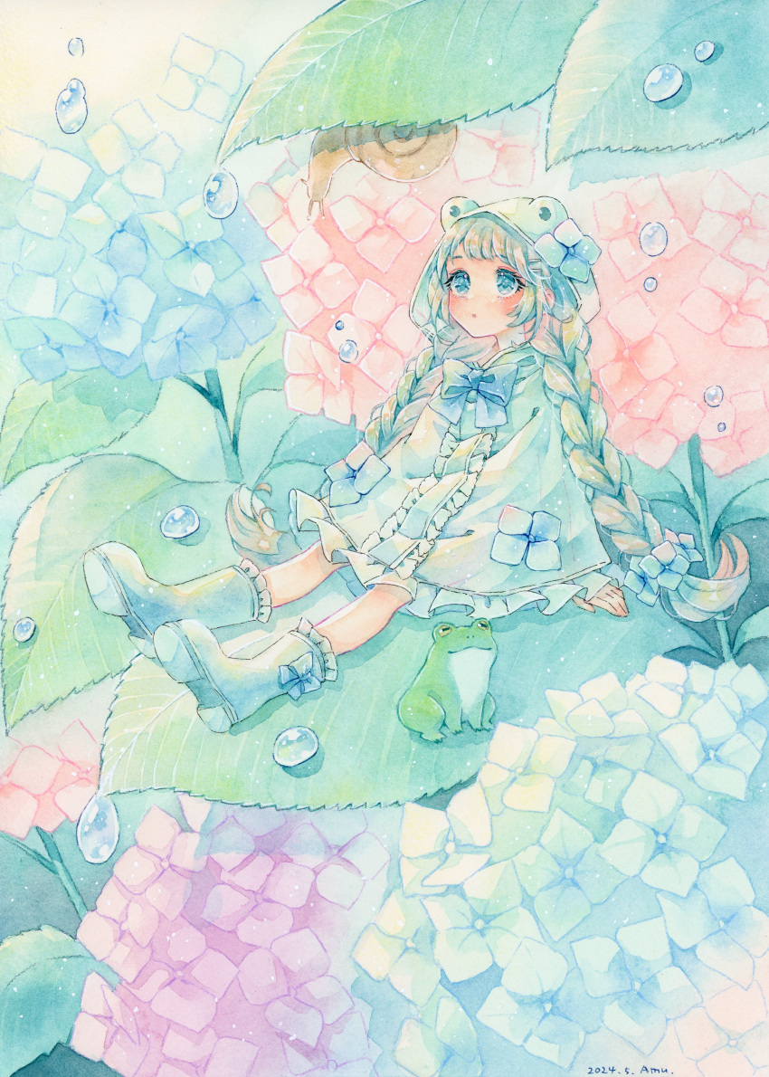 Safebooru - 1girl absurdres amu (m aa) animal hood aqua eyes blue ...