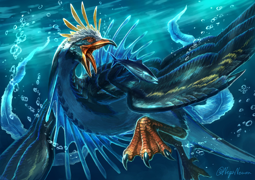 Safebooru - absurdres beak claws creature fantasy feathers fins fish ...