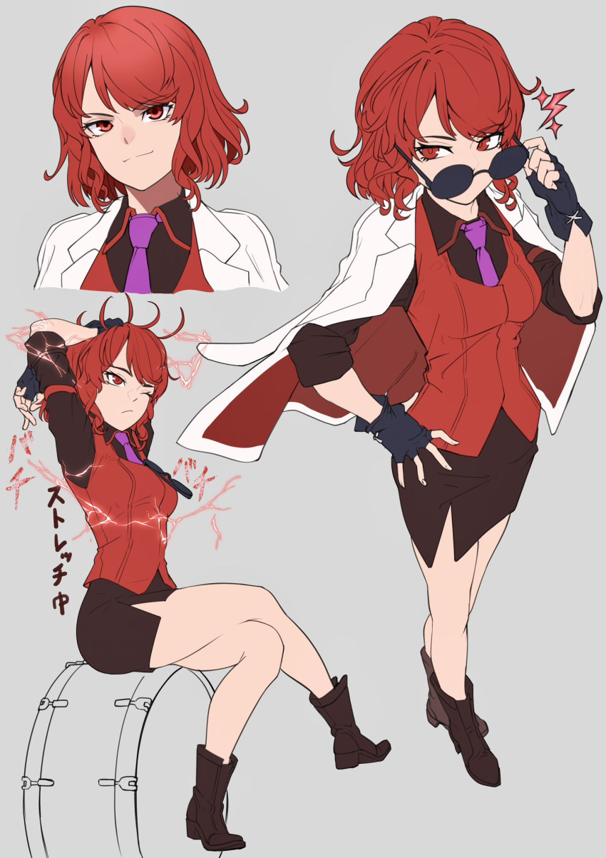 Safebooru - 1girl black dress black footwear black gloves boots commentary dress drum eyewear on ...