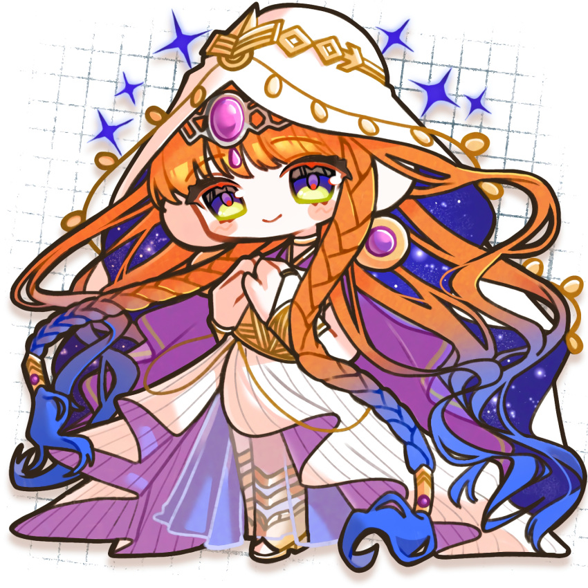 Safebooru - 1girl blue hair blush stickers braid chibi closed mouth ...